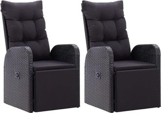 vidaXL Vidaxl - Chaises de jardin inclinables coussins lot de 2 R&eacute;sine tress&eacute;e