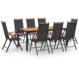 vidaXL Vidaxl - Ensemble &agrave; manger de jardin 9 pcs aluminium noir