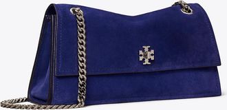 Tory Burch Damen Kira Schultertasche aus Wildleder mit Drehverschluss