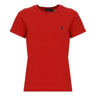 Ralph Lauren Femme, Tops, Rouge, Taille: 36 FR T-shirt en Coton Rouge avec Poney Iconique