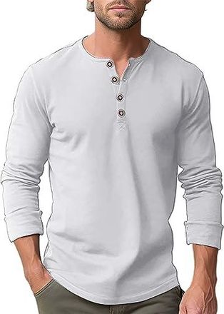 Generic Polo de travail pour homme &agrave; manches longues - Coupe ajust&eacute;e - Style d&eacute;contract&eacute; - Classique - Extensible - Ample - Avec patte de boutonnage - Sans co