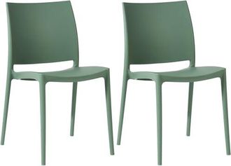 Clp Lot de 2 chaises de Jardin Meton, empilables en Plastique, faciles &agrave; Entretenir, r&eacute;sistantes UV, 150 kg Max, Couleur:Olive