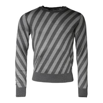 Dolce & Gabbana Gestreifter Seidenpullover Grau - - Knitwear - Herren - Grau - S