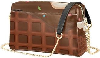 Mnsruu Sacs à bandoulière pour femme, sac à main en cuir texturé crème glacée au chocolat