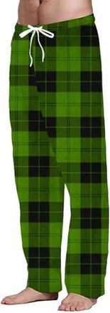 Generic Pantalon de d&eacute;tente &agrave; carreaux &eacute;cossais pour homme, pantalon de pyjama classique en coton, taille &eacute;lastique, l&eacute;ger, tissu doux, coupe d&eacute;contract&eacute;e, v&ecirc;