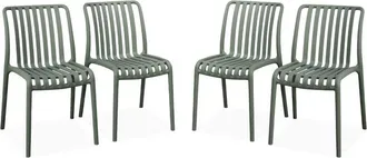 Sweeek Lot de 4 chaises de jardin en plastique vert de gris. empilables. d&eacute;j&agrave; mont&eacute;es
