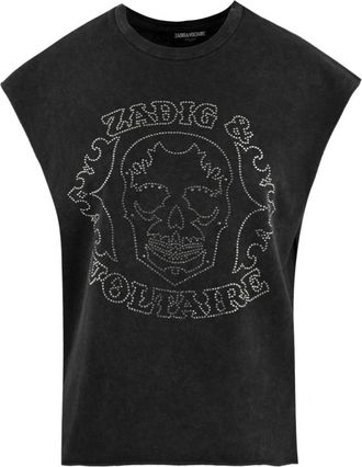 Zadig&Voltaire Femme, Tops, Noir, Taille: 40 FR Cloe HC Skull Strass Tank