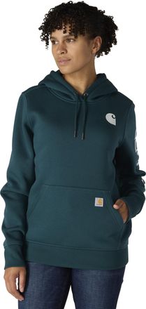 Carhartt Work in Progress Damen-Sweatshirt, lockere Passform, mittelschwer, Logo-&Auml;rmel, Grafik-Sweatshirt, Greenstone, XL