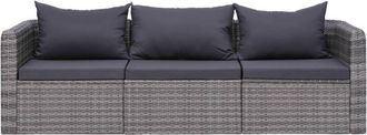 vidaXL Vidaxl - Meuble de jardin 3 pcs avec coussins Gris R&eacute;sine tress&eacute;e