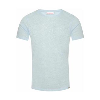 Orlebar Brown Fr&uuml;hlingsblaues Leinen T-Shirt - - Tops - Herren - Blau - 2XL