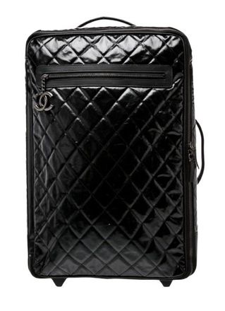 Chanel Black Quilted Coated Fabric/Leather Trim Carry On Case