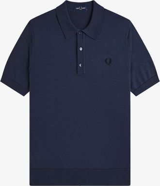 Fred Perry Feinstrick-Poloshirt aus Baumwolle mit Logo-Stickerei in