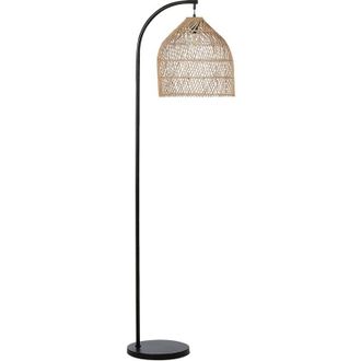 Beliani Lampadaire Boho en Rotin Abat-jour Ouvert Bras M&eacute;tallique 165 cm Naturel Bernica