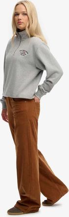 Superdry Pantalon baggy &agrave; taille mi-haute en velours c&ocirc;tel&eacute; - Marron huile dargan-Brown