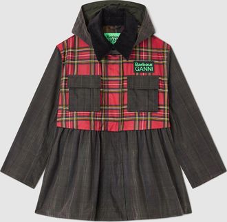 Barbour Veste Ganni Tartan Peplum Wax Classic Royal Stewart Charcoal, Collaboration Barbour X Ganni