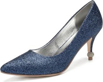 Generic Chaussures De Mariage Femme Été Mariée Bout Pointu Stylet Talons Eté Talon Mariage Soirée Chaussures 7.5Cm,Dark Blue,37 EU