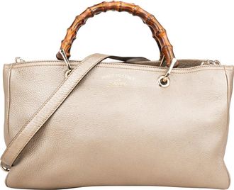 Gucci Crossbody Bags - Gucci Leather Bamboo Handbag - Gr. unisize - in Beige - f&uuml;r Damen