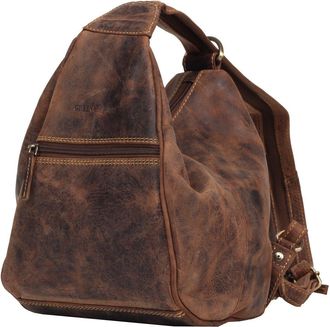 Greenburry Vintage Rucksack Leder Damenrucksack braun | 22x32x12cm