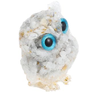 Lurrose Kristall Eulenfigur Kleiner Eulenstatue aus Naturstein mit Blauen Augen f&uuml;r Garten und Wohnraum Dekoration Geschenk f&uuml;r Eulenfans