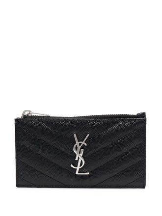 Saint Laurent Portemonnaie mit Logo-Schild - Schwarz