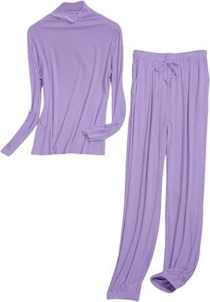 Generic Ensemble de pyjama pour femme - V&ecirc;tements de nuit d&eacute;contract&eacute;s &agrave; col en V avec poches - V&ecirc;tements de nuit confortables et chauds - Haut &agrave; taille &eacute;last