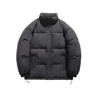 Generic Veste en duvet pour femme, col montant épais, chaud, décontracté, couleur unie, Gris foncé 9., XL