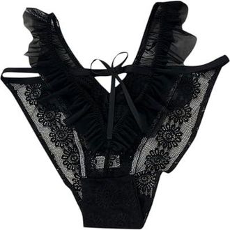 Generic Culotte sans Couture Femme Culotte Femme sans Couture Culotte Femme De Classique Dentelle Florale Noire D&eacute;coupe Coquine pour Soir&eacute;e Romantique Ou Nuit