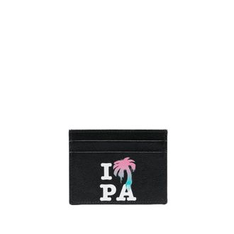 Palm Angels Graphic Leder Kartenetui - - Accessories - Herren - Schwarzk - ONE SIZE