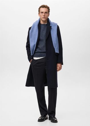Mango Manteau long en laine bleu marine - Homme - XL - MANGO MAN