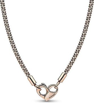 Pandora Pandora Moments Collier maille cloutée en métal plaqué or rose 14 carats avec fermoir en forme de coeur, 45