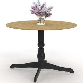 IDMarket Table &agrave; Manger Ronde Marie 4-6 Personnes Bois fa&ccedil;on h&ecirc;tre et Noir 110 cm