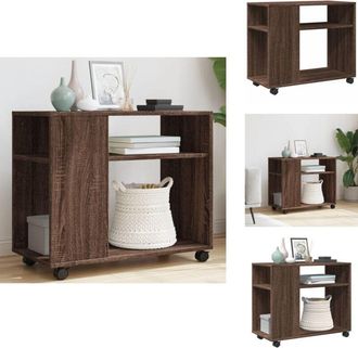 vidaXL Vidaxl - Beistelltisch mit Rollen Braun Eiche 70x35x60 cm Holzwerkstoff - Beistelltisch - Beistelltische - Beistelltisch Auf Rollen - Beistelltisch