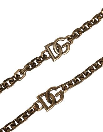 Dolce & Gabbana Womens Black Leather Gold Chain Bag Accessory Shoulder Strap Real Brass Zamak Calf