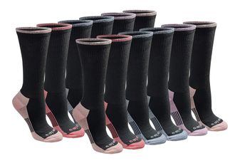 Dickies Damen Dri-tech Essential Moisture Control Crew, Erhältlich in S-XL (6, Socken, Schwarz mit Bläulich (12 Paar), M (24er Pack)