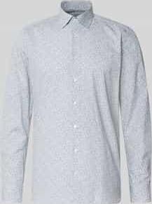 Olymp Level 5 Slim Fit Business-Hemd im Allover-Look mit Kentkragen