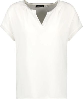 Taifun Femme, Tops, Blanc, Taille: 40 FR Blusenshirt mit Chiffon-Overlayer
