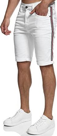 Indicode Hommes Fife Jeans Shorts | Pantalon Court en Jean à 5 Poches Offwhite S