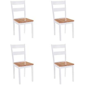 vidaXL Vidaxl - Chaises &agrave; manger lot de 4 blanc bois dh&eacute;v&eacute;a massif