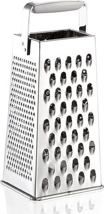 Leifheit Vierkantreibe ComfortLine-Serie mit 4 Reibflächen zum feinen/groben Reiben und Schneiden, Küchenreibe aus rostfreiem Edelstahl, Kunststoff-Einsatz am 