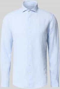 Profuomo Regular Fit Leinenhemd mit Kentkragen