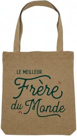Fabulous Sac Shopping Tote Bag Aspect Lin - Le Meilleur Fr&egrave;re du Monde Famille Id&eacute;e Cadeau - Sac de Courses Toile Epaisse 360g Beige Naturel Cabas Port&eacute; Epaule