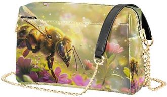 Mnsruu Sacs à bandoulière pour femme, sac à main en cuir avec motif floral et abeille