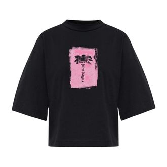 Palm Angels T-shirt en coton imprim&eacute; - Femme - Tops - Noir - Taille: 38 FR