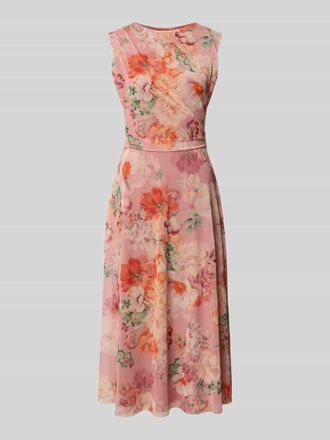 Swing Cocktailkleid mit Rundhalsausschnitt und Drapierungen