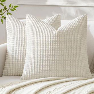 Miulee Weihnachten Kissenbezug 40x40 Wei&szlig; Sofakissen Kordsamt Kissenbez&uuml;ge Quadrat Cord Dekokissen Kissenh&uuml;lle Dekorativ Couchkissen Bezug Weich f&uuml;r Wohnzimm