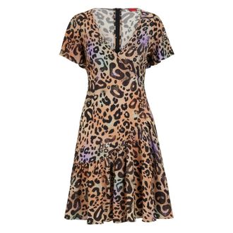 HUGO BOSS Femme, Robes, Multicolore, Taille: 40 FR Robe Portefeuille Léo avec Détails Volants