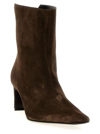 Khaite Womens Brown Calfskin Ankle Boots