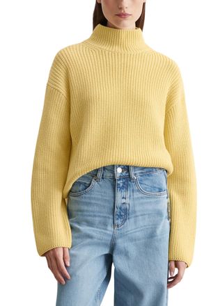 Marc O'Polo Damen Strickpullover aus Bio-Baumwolle mit Turtleneck, Gelb (Creamy Yellow), XS