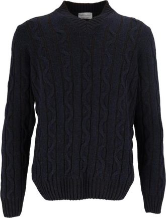 Settefili Cashmere Scollo V Treccia Vanis 3 Fili-Strick - - Knitwear - Herren - Blau - L