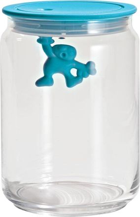 Alessi Gianni Küchendose aus Glas mit abgedichtem Deckel, thermoplastischem Harz, hellblau, 8 x 13.5 x 4.5 cm